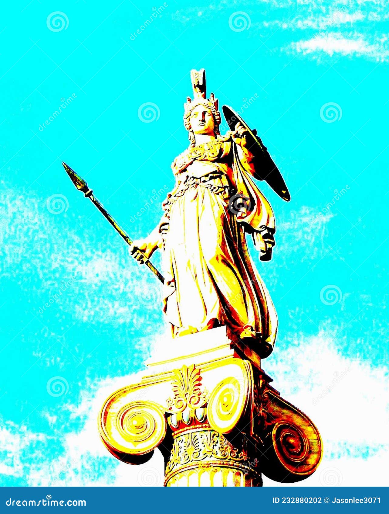 Athena on a pillar stock illustration. Illustration of mythology ...