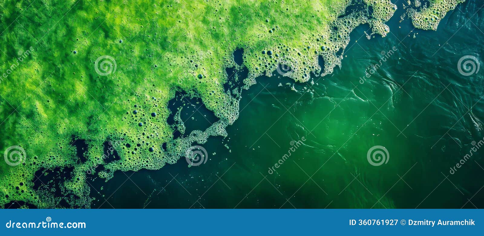 An Illustration of a Green Algae Bloom in Contaminated Water ...