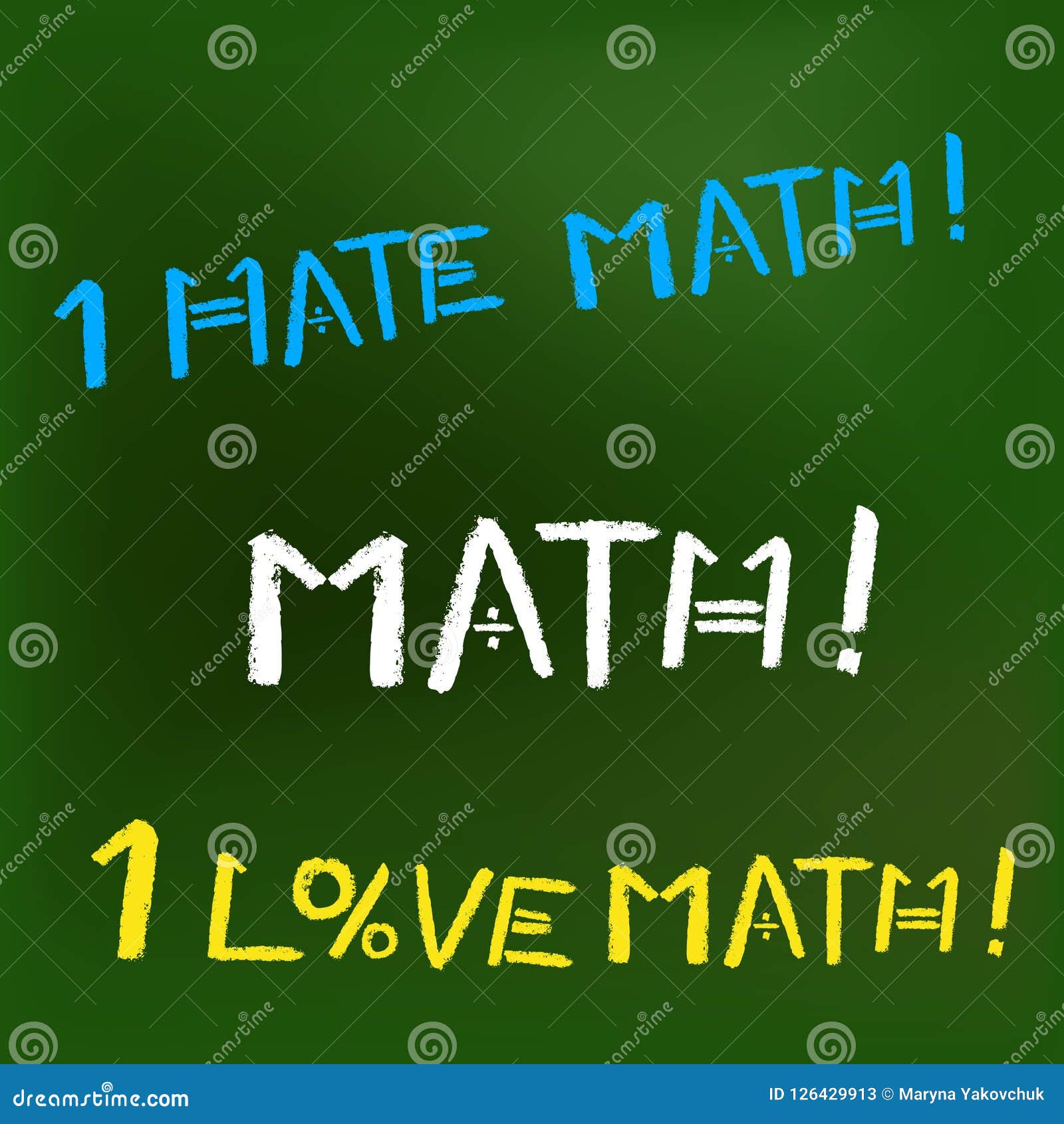 Illustration on a Green Background on the Theme of School and Math ...