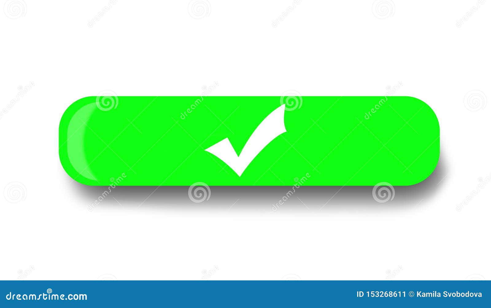 Green Button with White Confirmation Symbol Stock Illustration ...