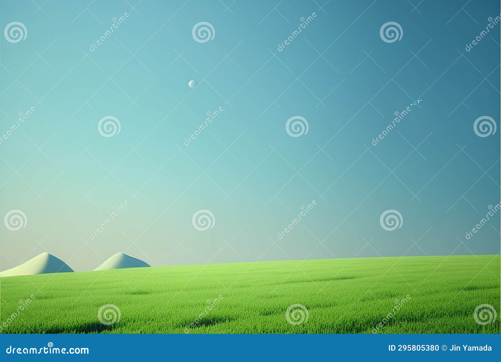 Illustration of Green Field and Blue Sky with Moon in the Background ...