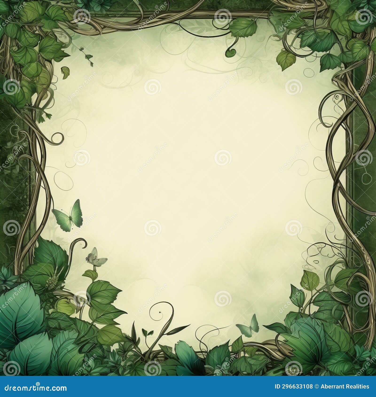 An Illustration of a Green Frame with Vines and Leaves Stock ...
