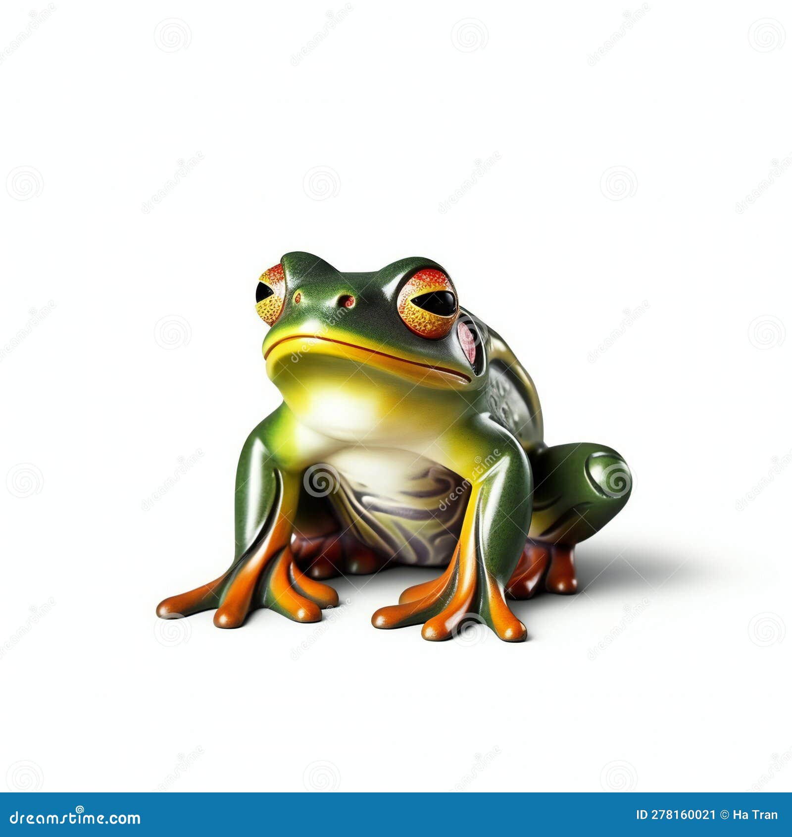 A Green Frog Sitting on White Background with Shadow Stock Illustration ...