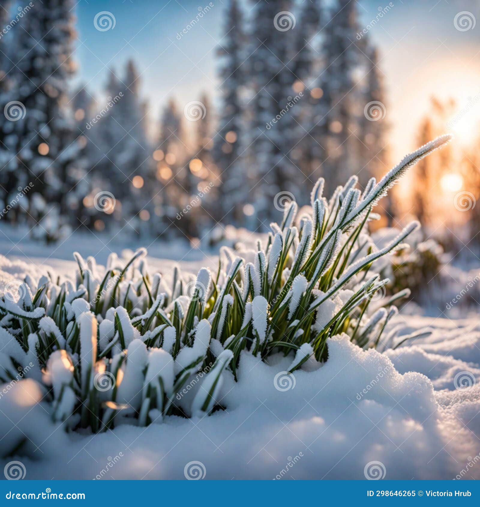 Illustration, Green Grass in the Snow Stock Illustration - Illustration ...