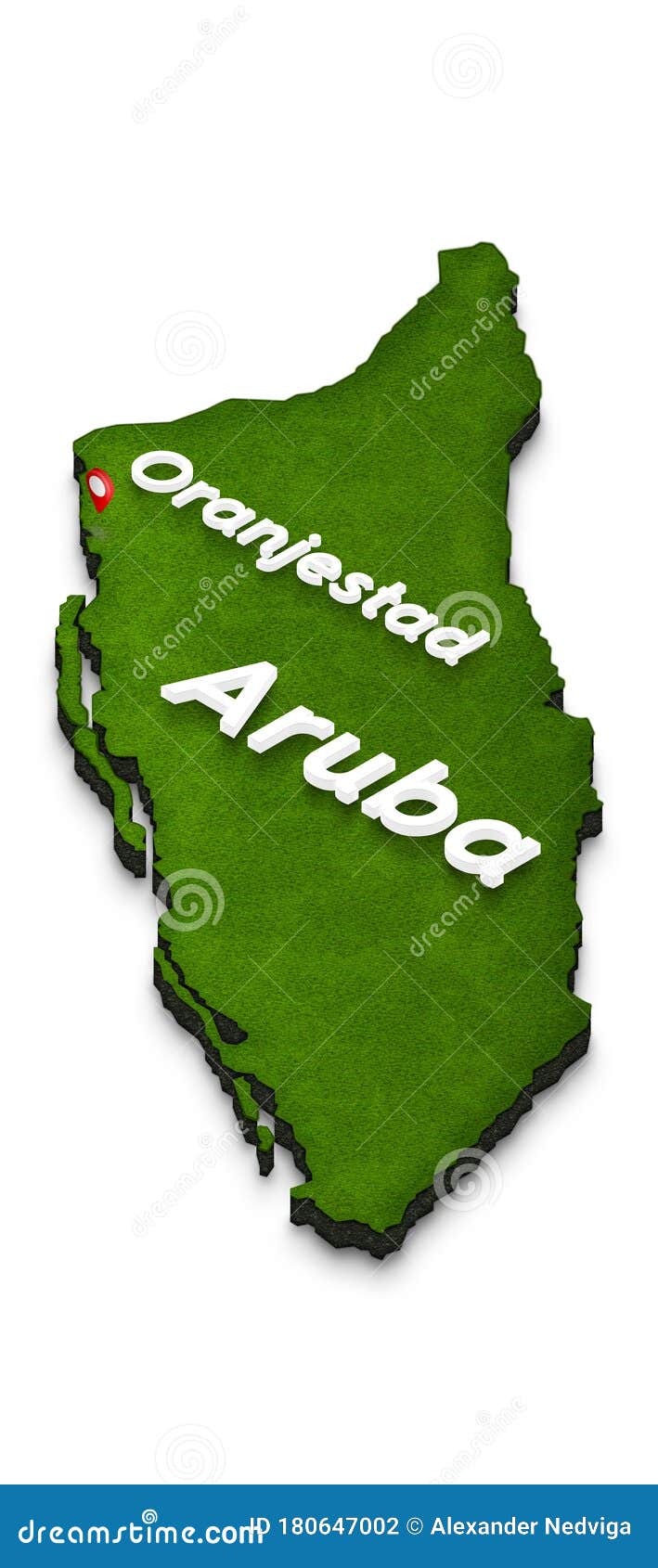 3d Isometric Map Of Aruba, Isolated With Shadow Cartoon Vector ...