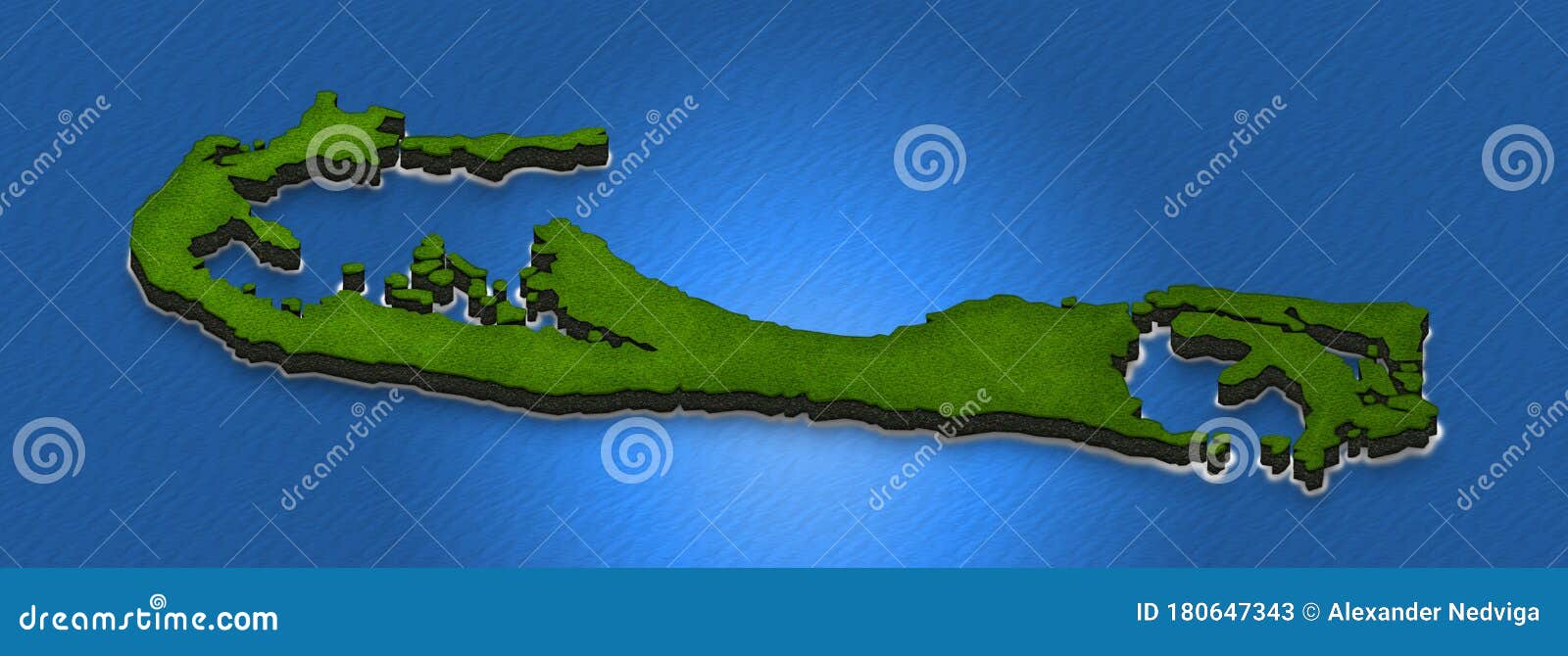 Map Of Bermuda. 3D Isometric Perspective Illustration Stock Image ...