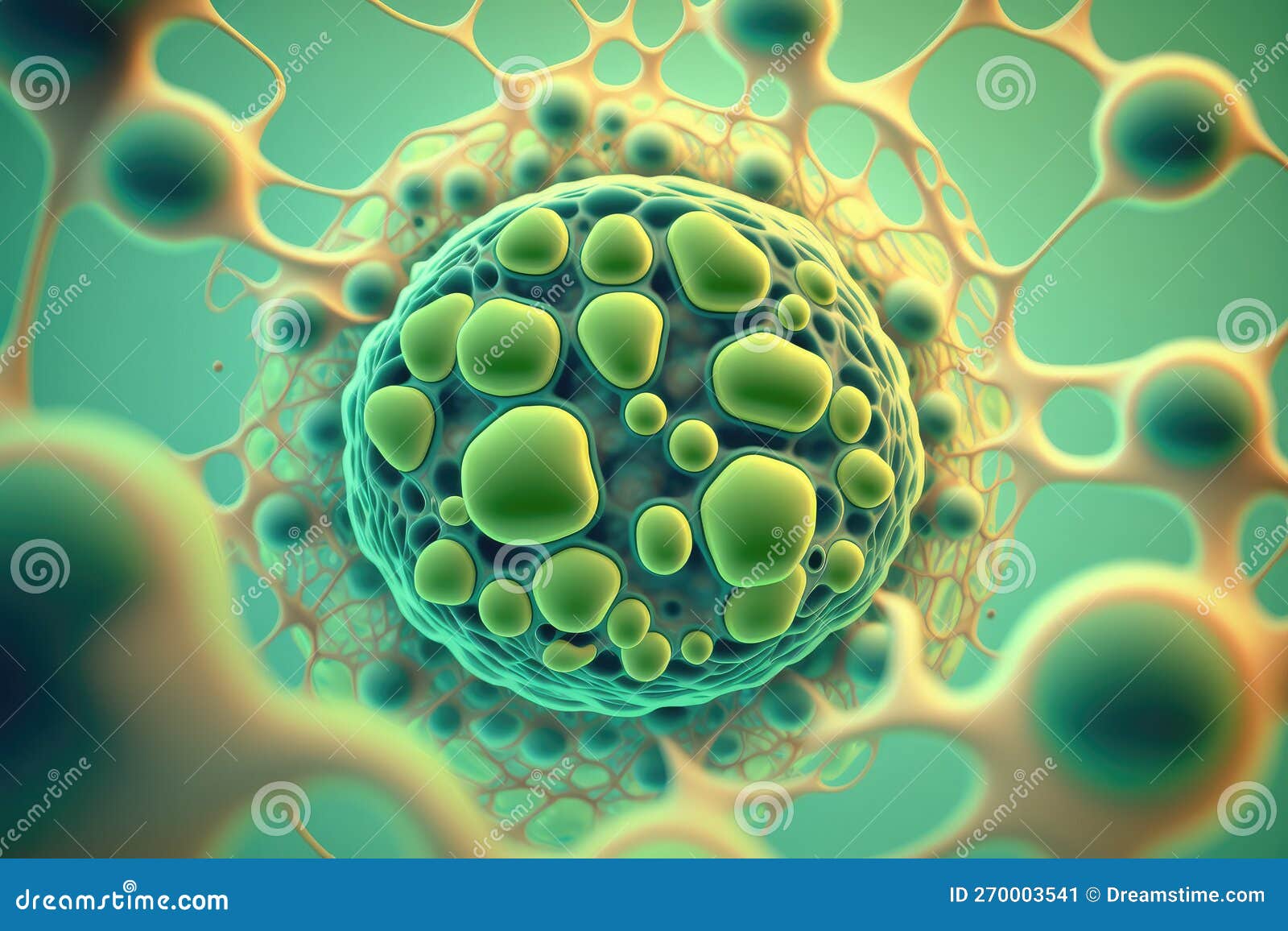 Illustration of a Green Human Cell Close Up, 3d Render Stock ...