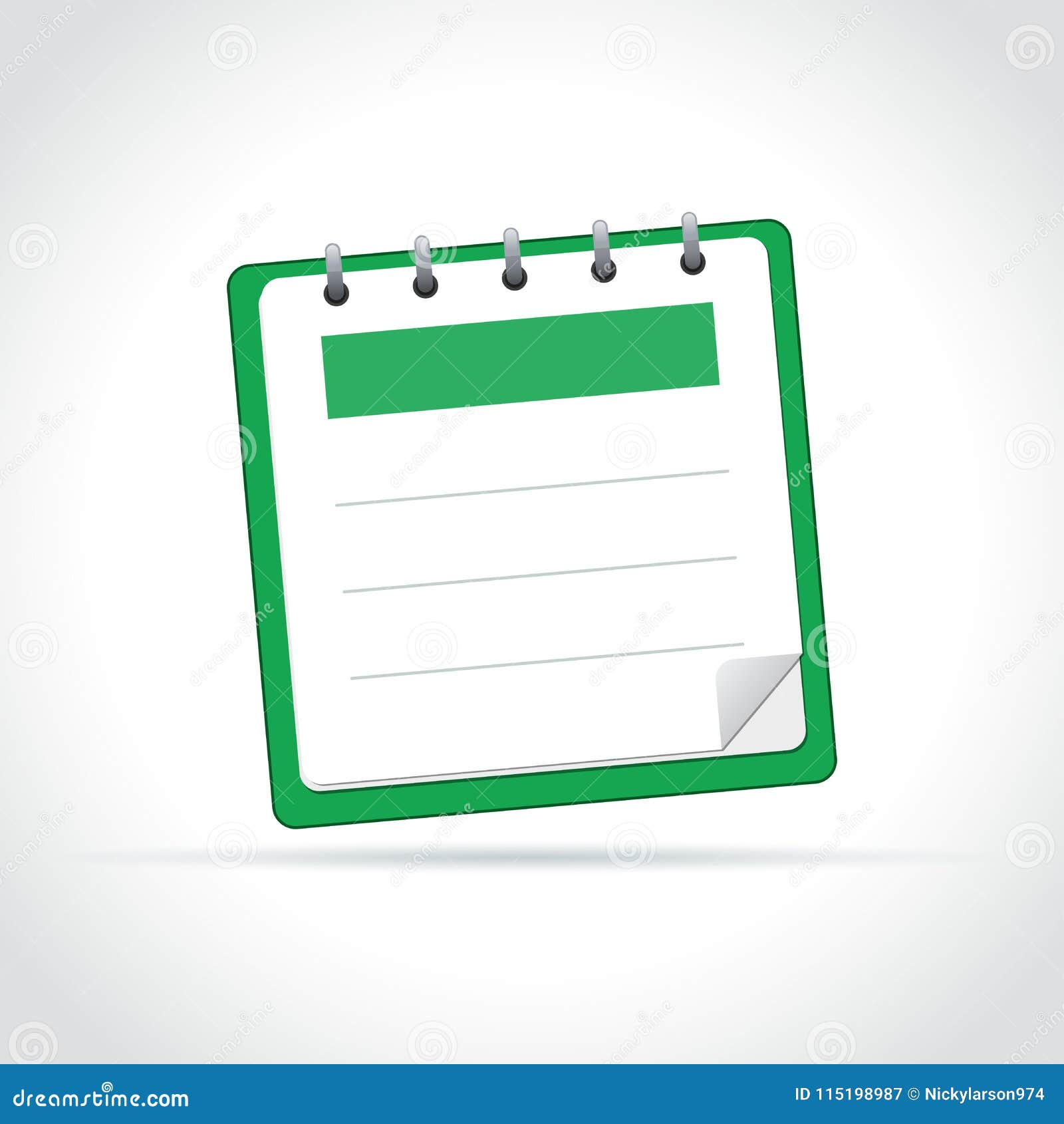 Green Notepad on White Background Stock Vector - Illustration of empty ...