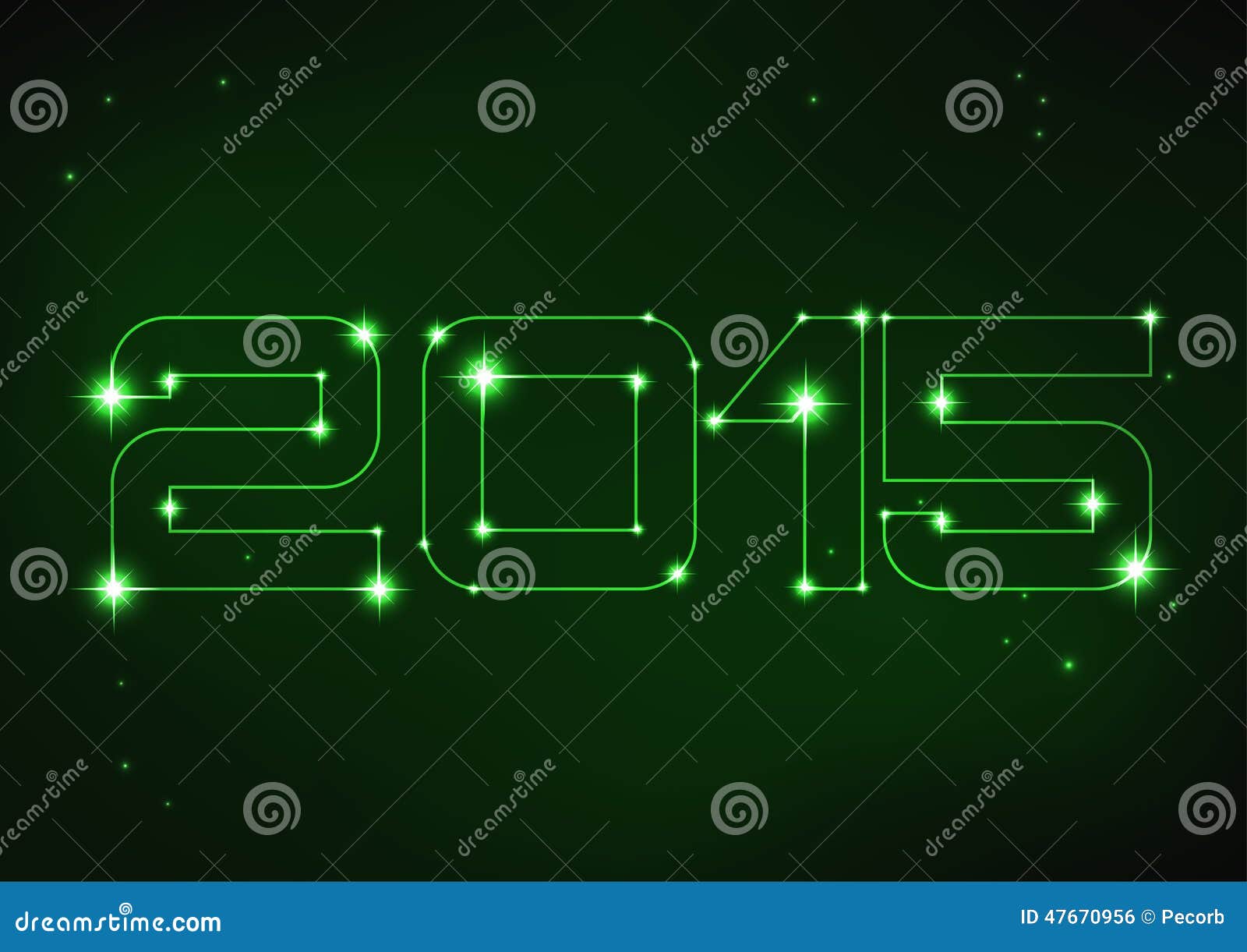 Illustration of Green Number 2015 in Style of Constellation Stock ...