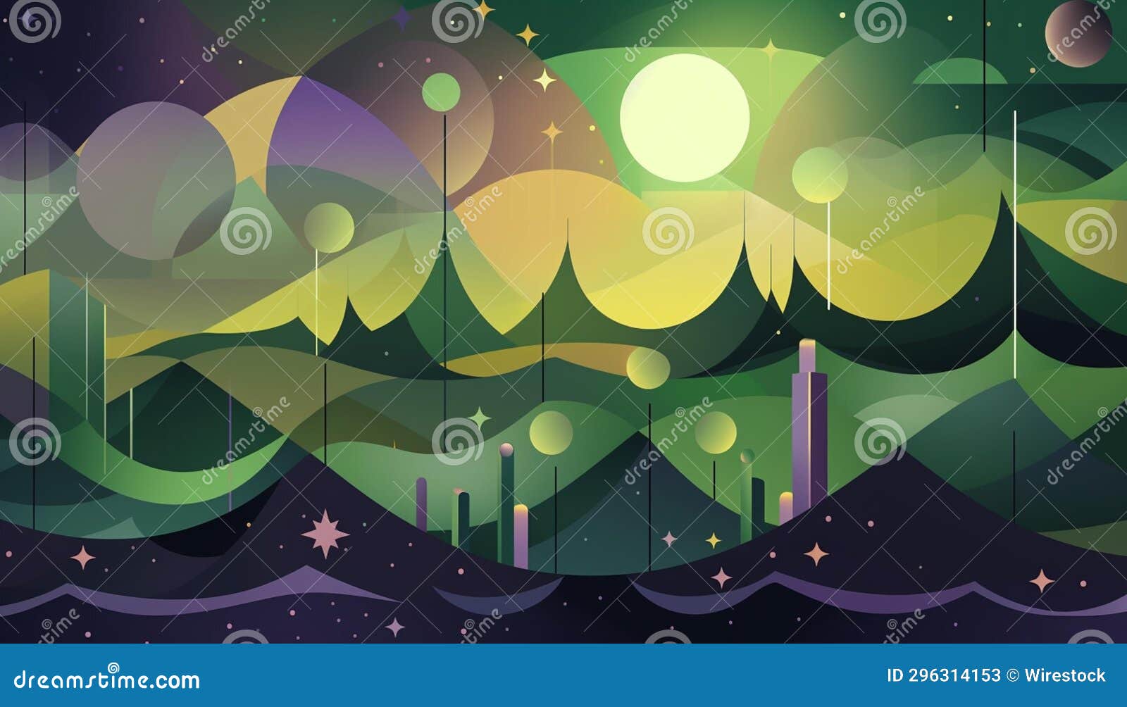 Illustration of Green and Purple Nightscape Stock Illustration ...
