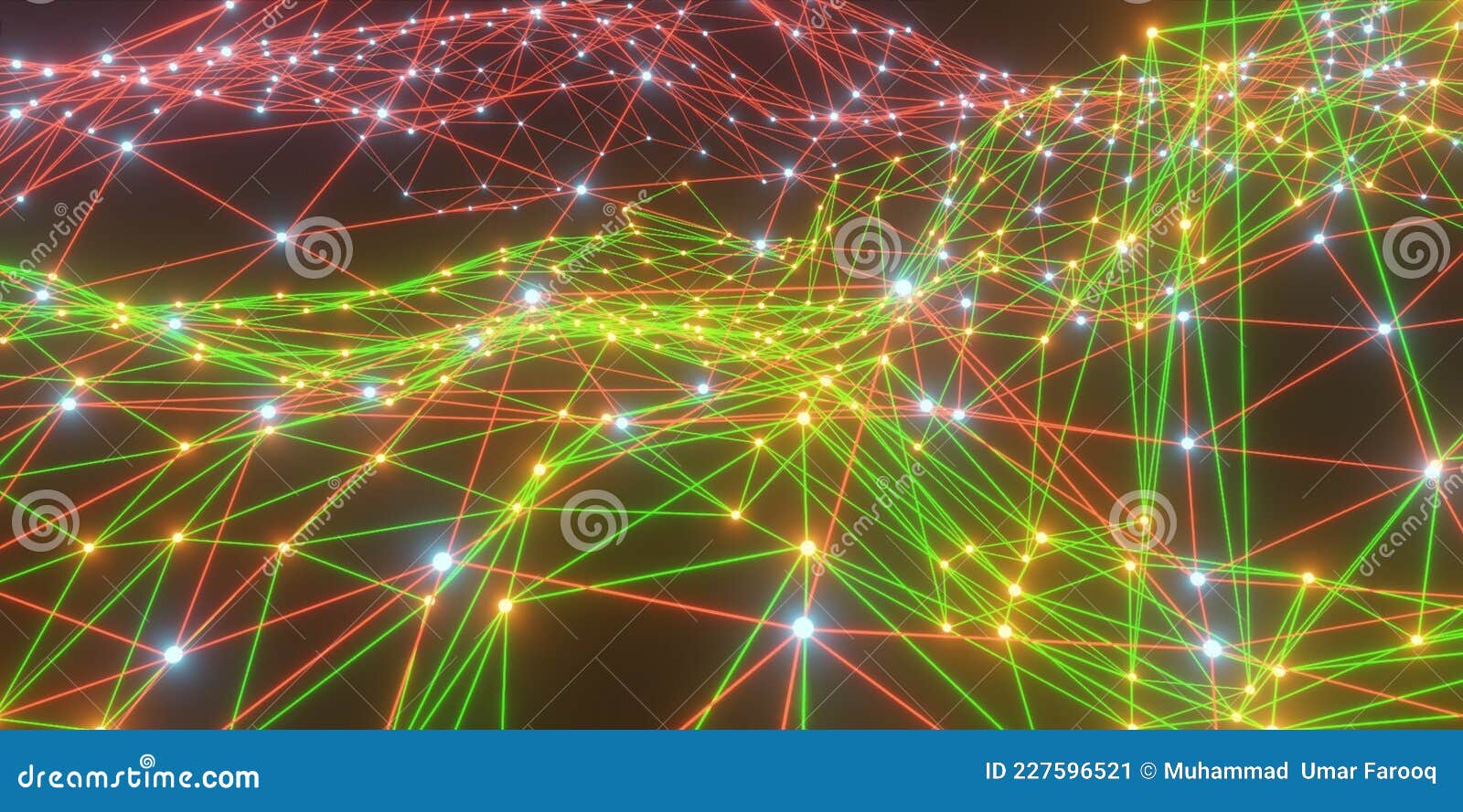Illustration of Green and Red Lines Connected in a Network. Stock ...