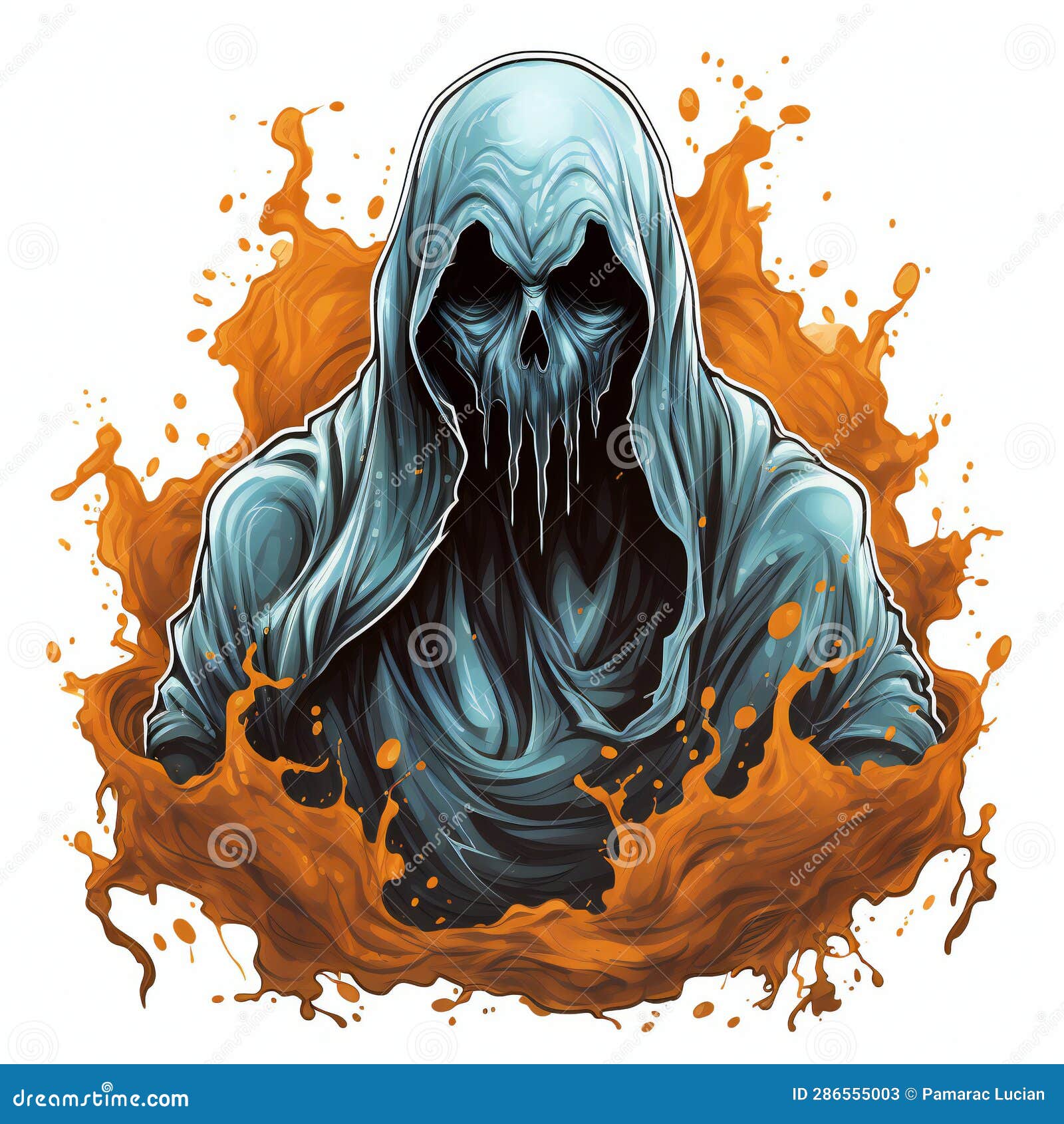 Illustration of Grim Reaper Surrounded by Fire Stock Illustration ...