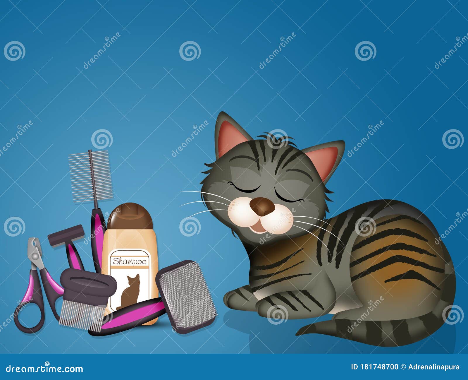Grooming Cats Cartoon Vector | CartoonDealer.com #43439999
