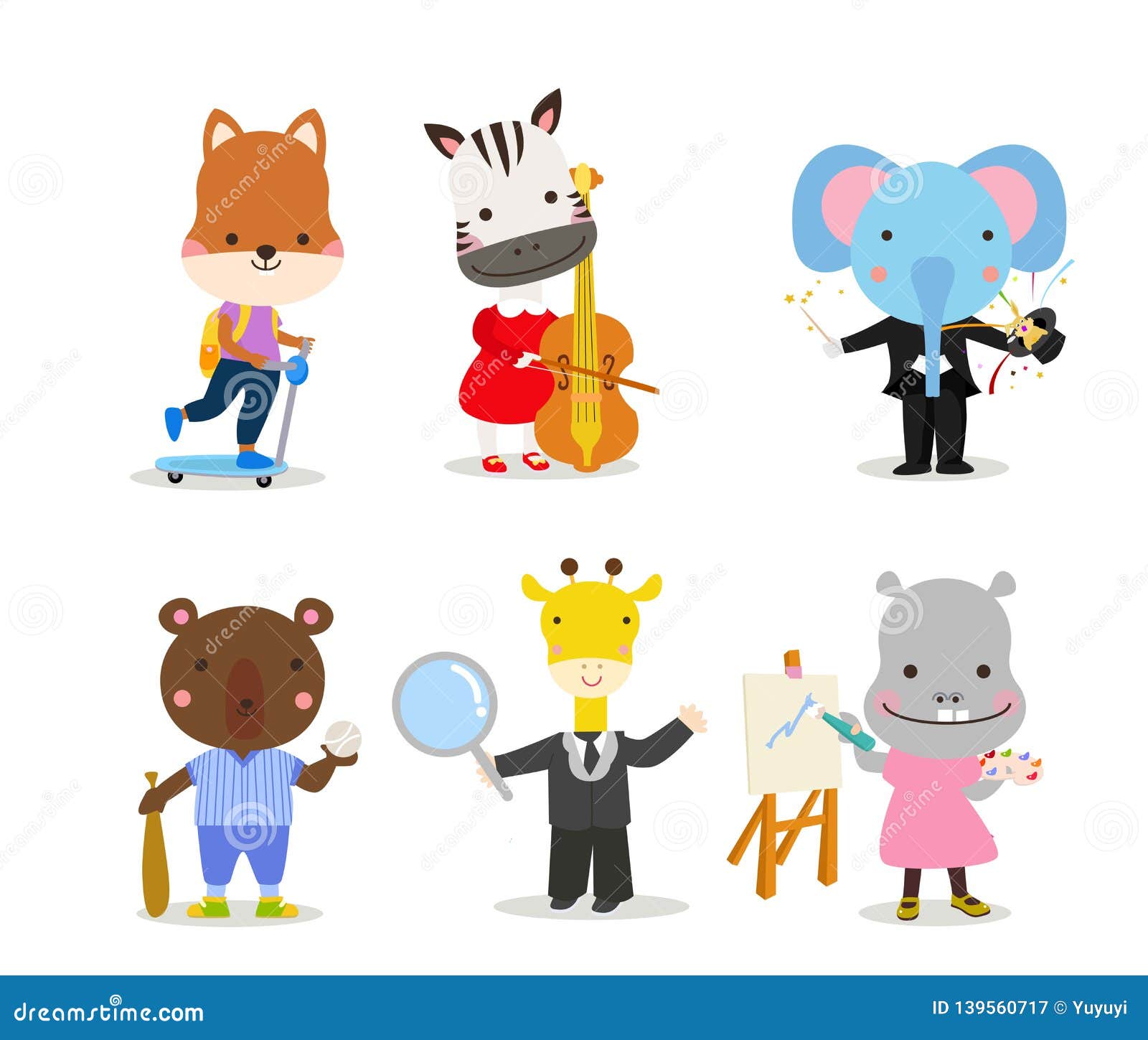 Group of animals set stock vector. Illustration of drawing - 139560717