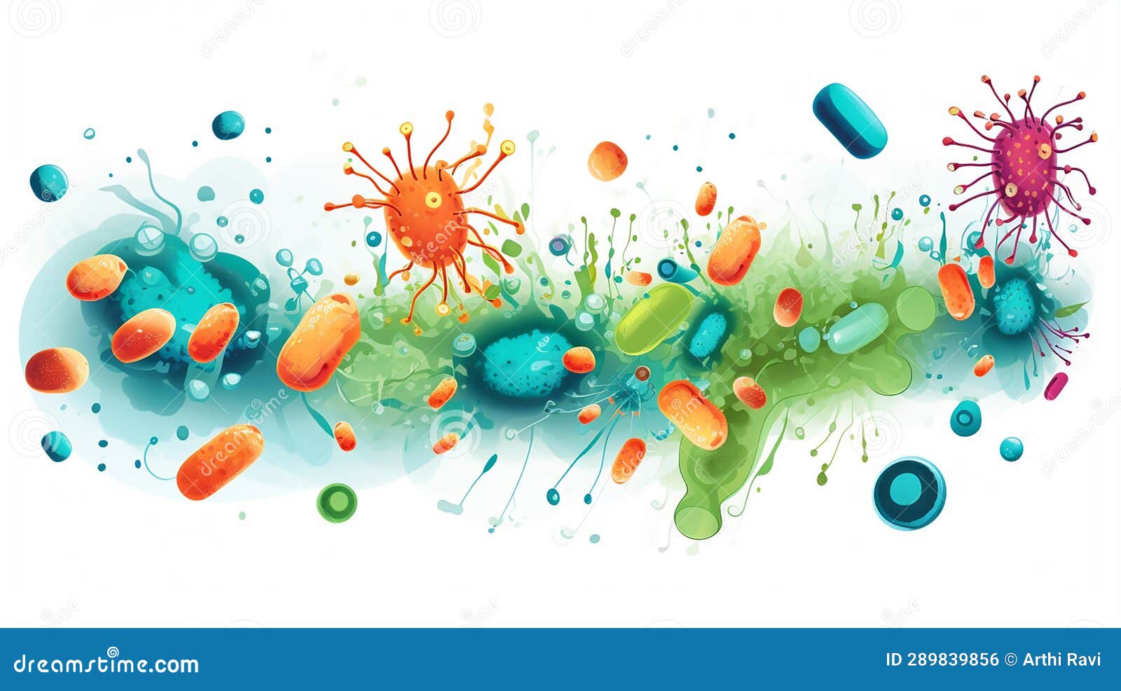 Illustration of a Group of Bacteria Stock Illustration - Illustration ...