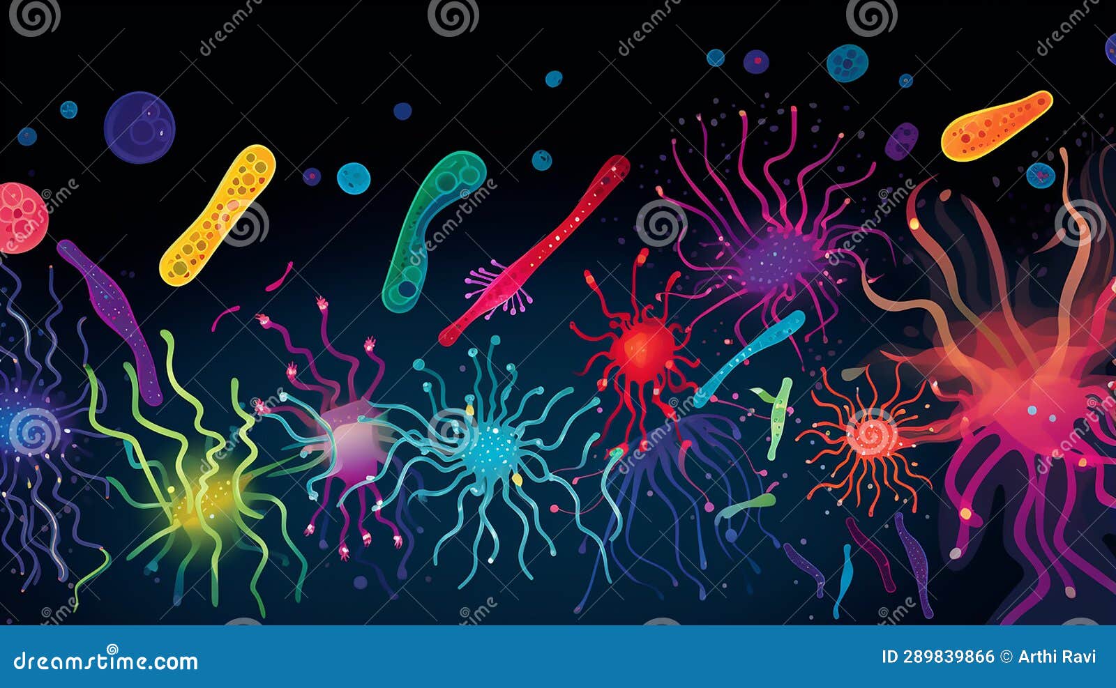 Illustration of a Group of Bacteria Stock Illustration - Illustration ...
