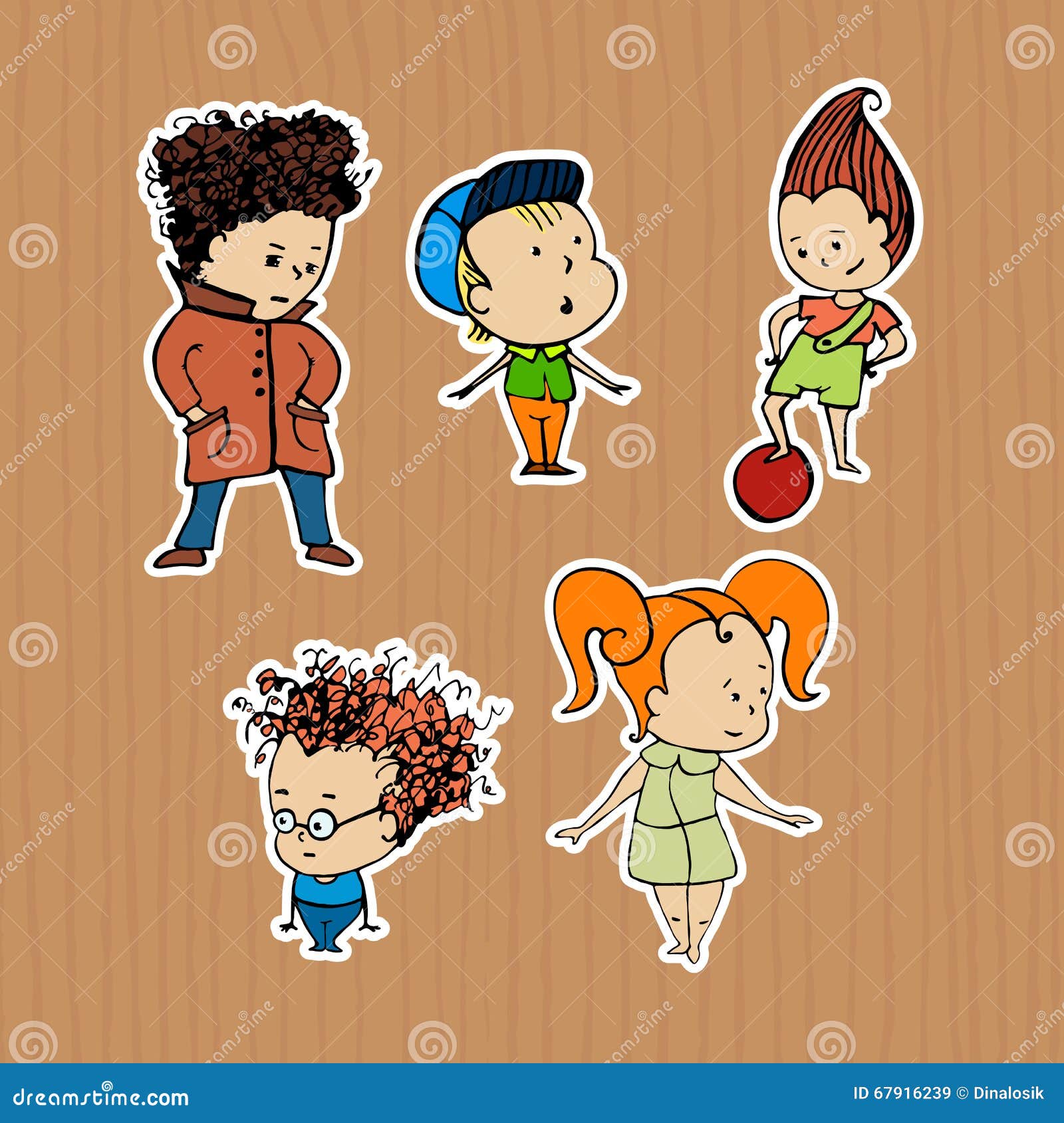 Illustration of a Group Children Stickers Stock Illustration ...