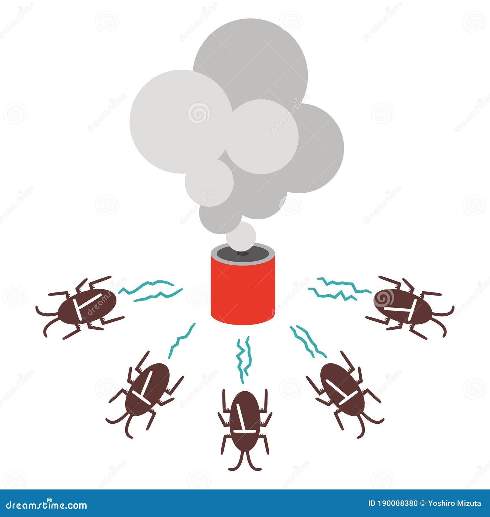 Illustration of a Group of Cockroaches Escaping from Pest Control Smoke ...