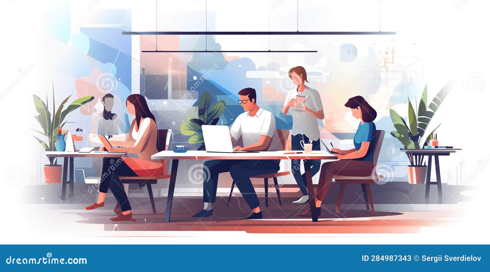 An Illustration of a Group of Developers Collaborating in an Office ...