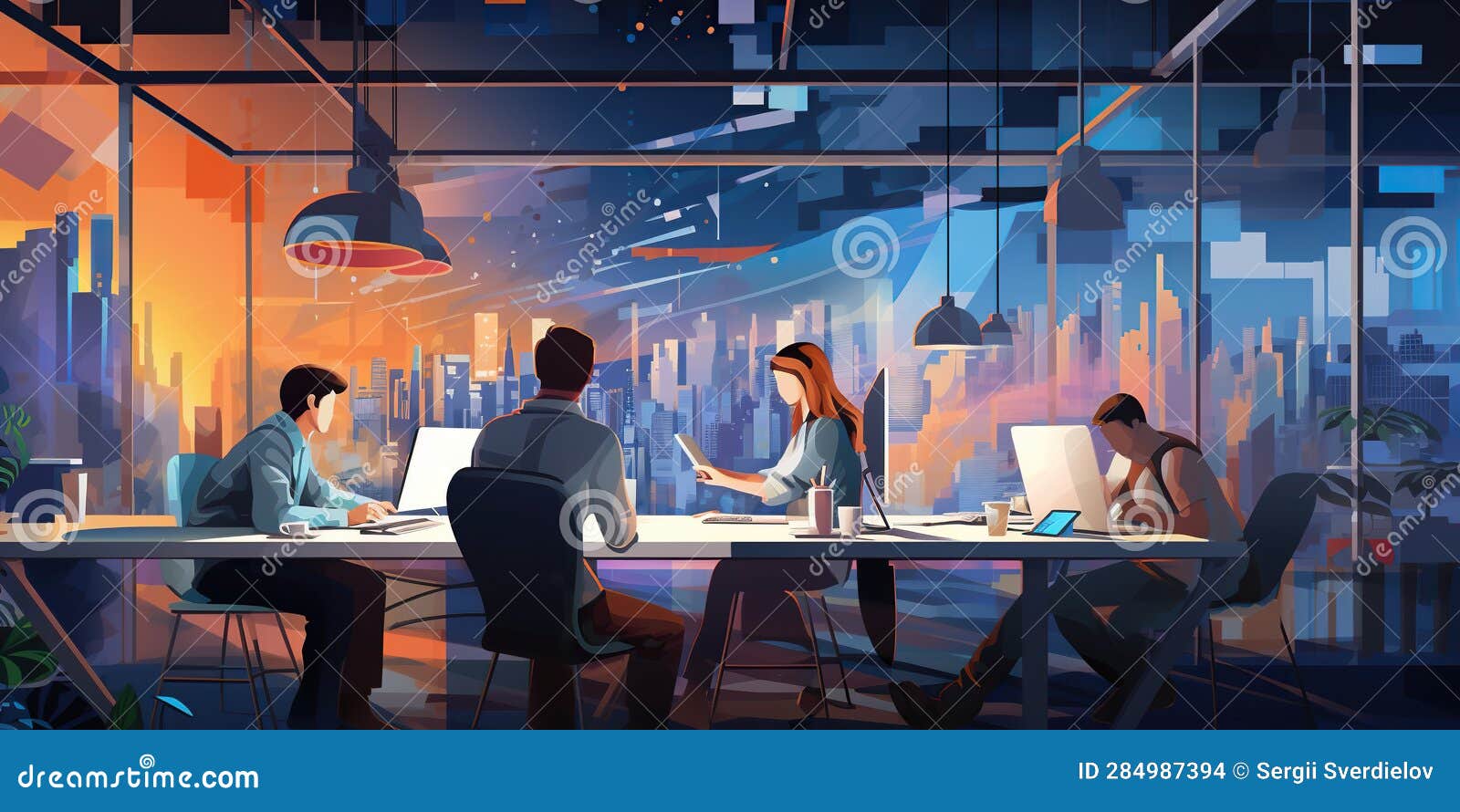 An Illustration of a Group of Developers Collaborating in an Office ...