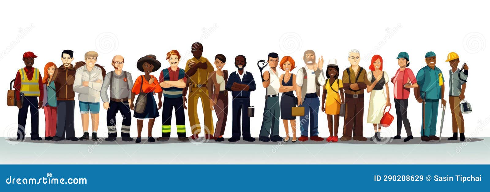 Illustration of Group of Diverse Multiethnic People with Different Jobs ...