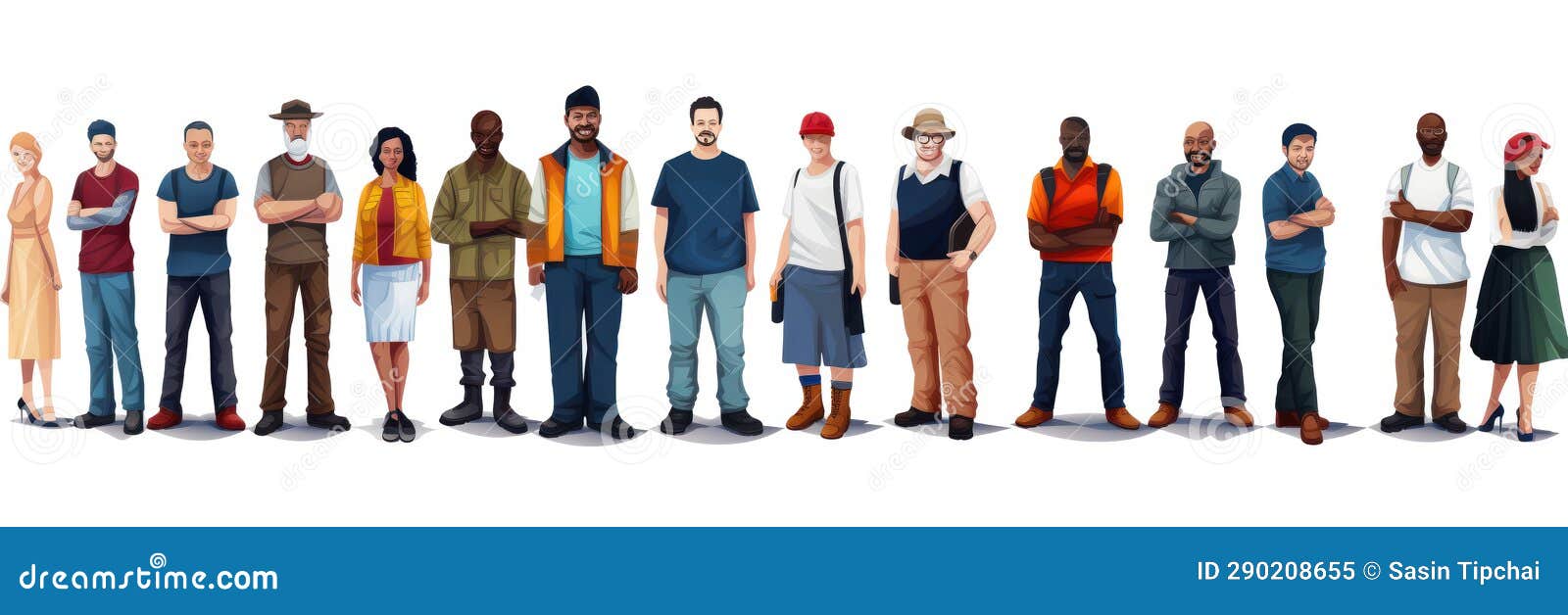 Illustration of Group of Diverse Multiethnic People with Different Jobs ...
