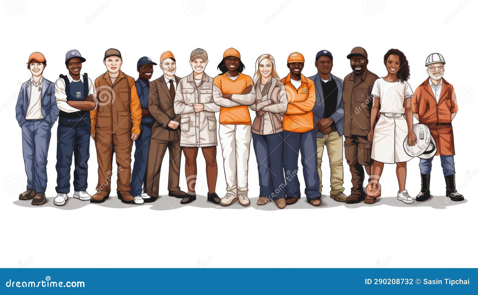 Illustration of Group of Diverse Multiethnic People with Different Jobs ...