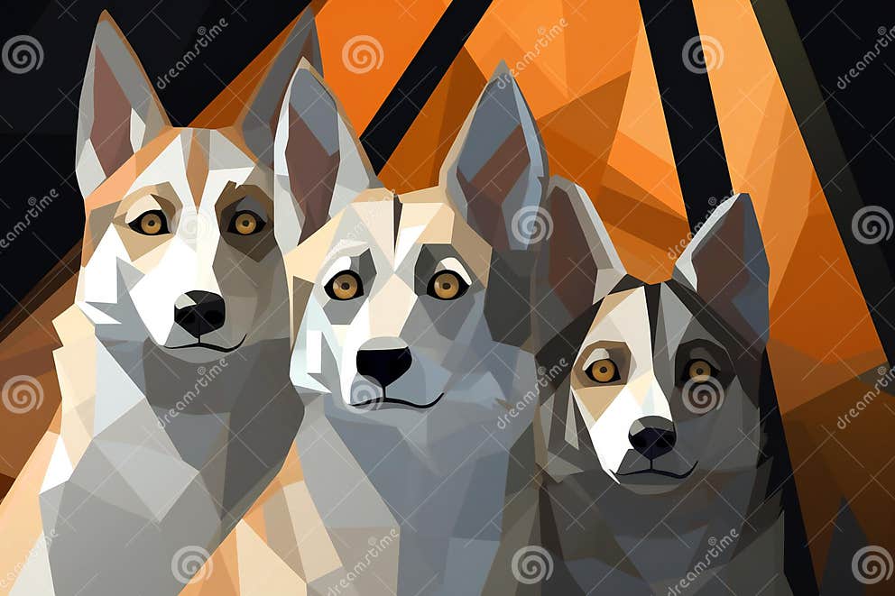 Illustration of a Group of Dogs in a Low Poly Style Stock Illustration ...