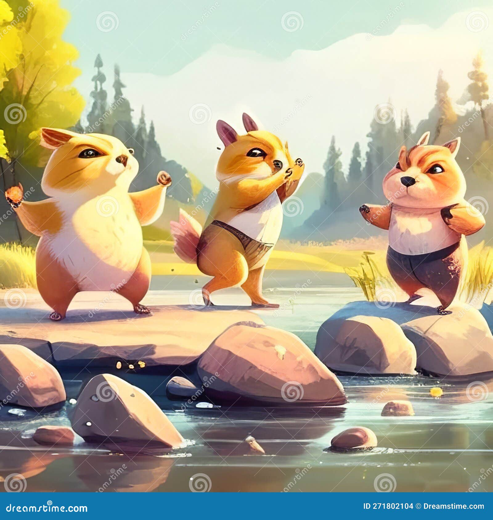 Illustration of a Group of Fat Weasels Dancing Stock Illustration ...