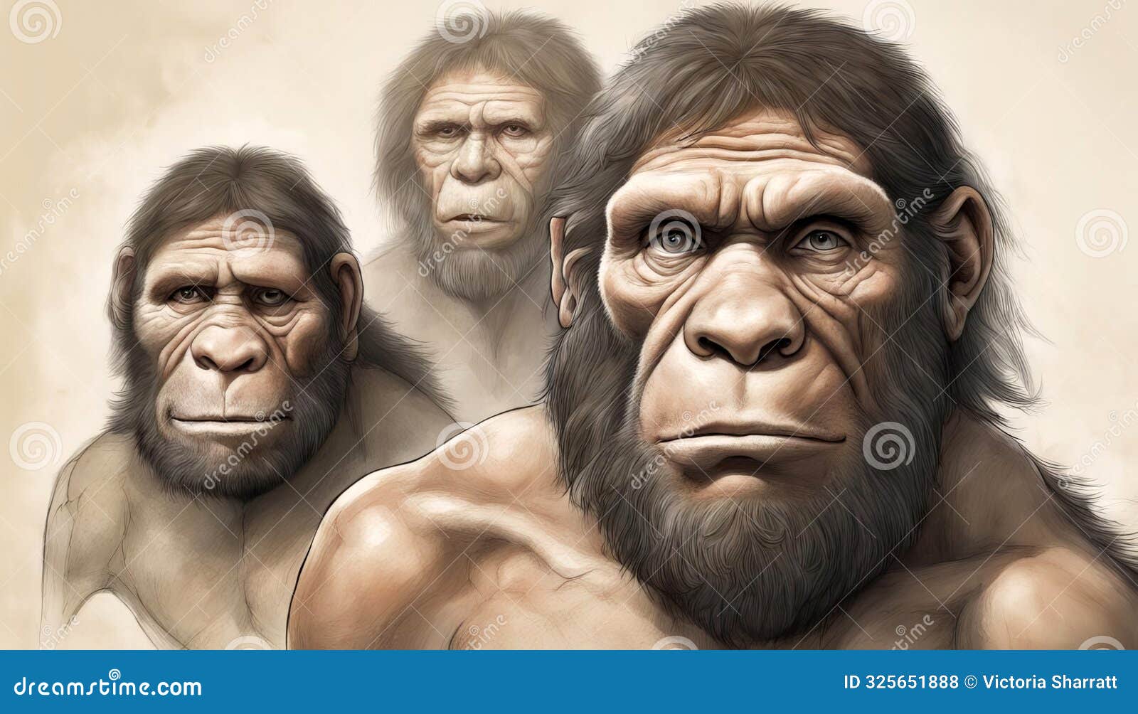 An Illustration of a Group of Neanderthal People Stock Illustration ...