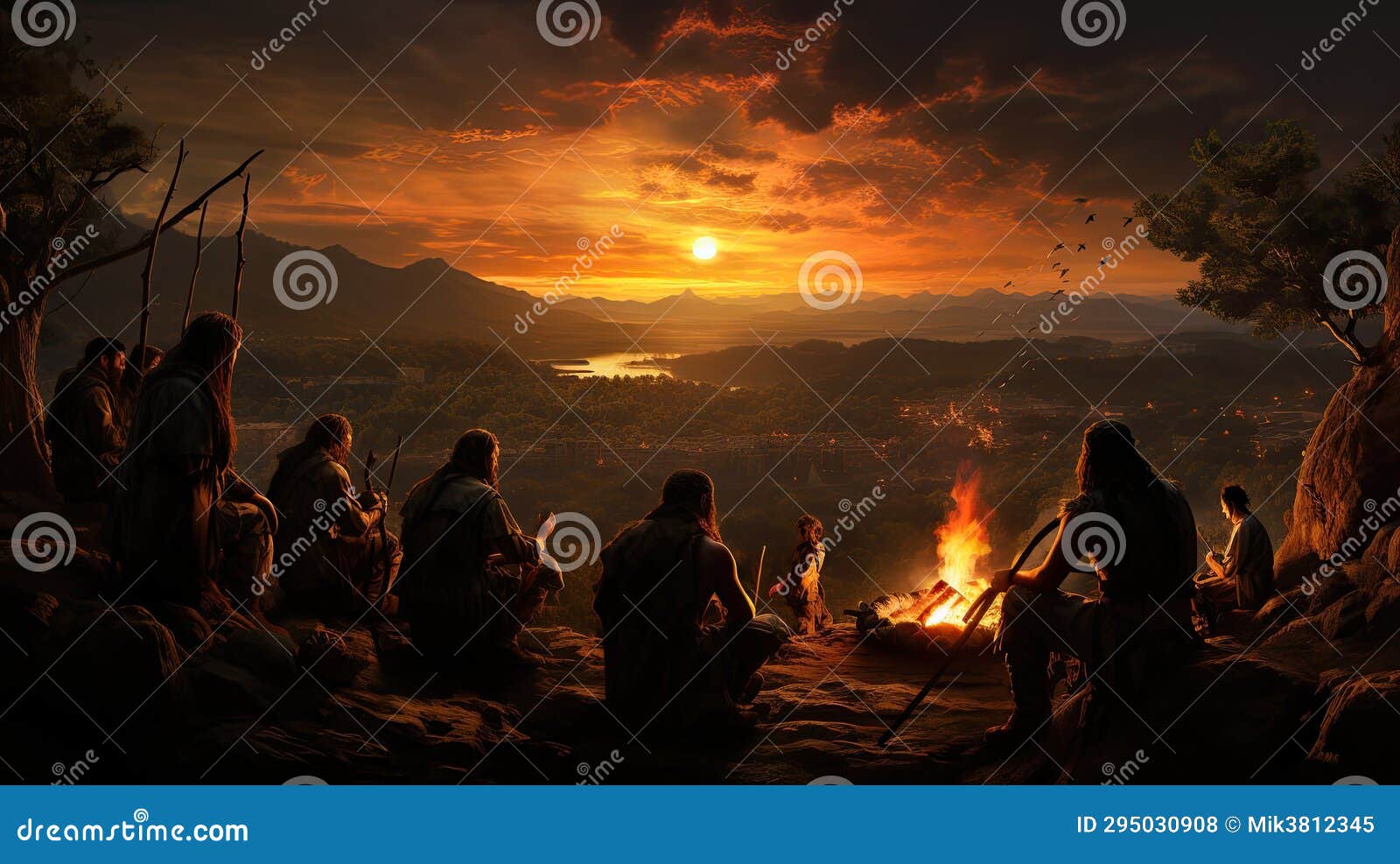 Illustration of a Group of Neanderthals. Stock Illustration ...