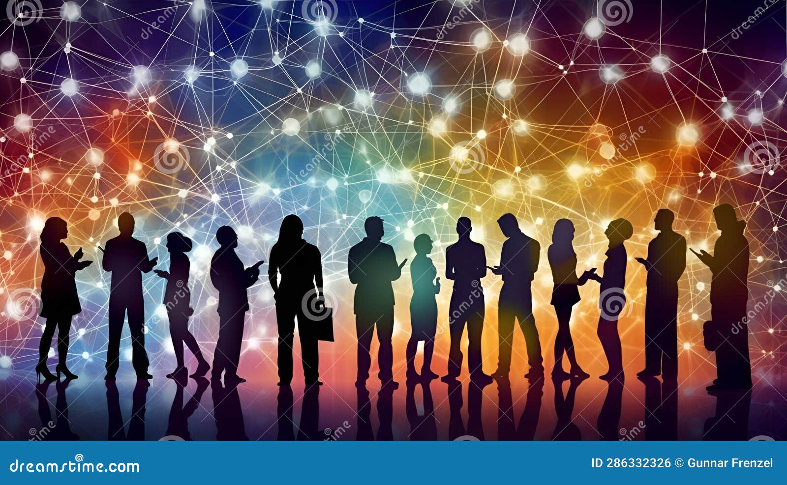 Illustration of Group of Networking People Shown As Silhouettes Stock ...