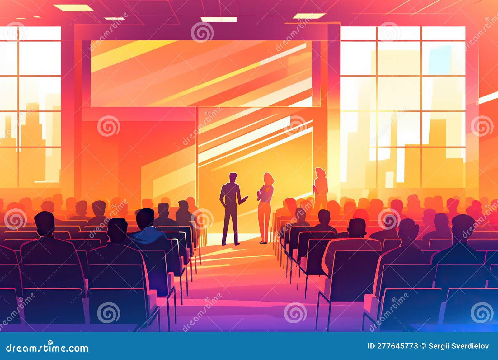 Illustration of a Group of People are Attending a Conference in a ...