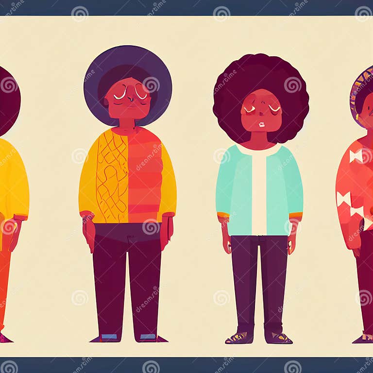 Illustration of a Group of People of the Same Ethnicity Stock ...