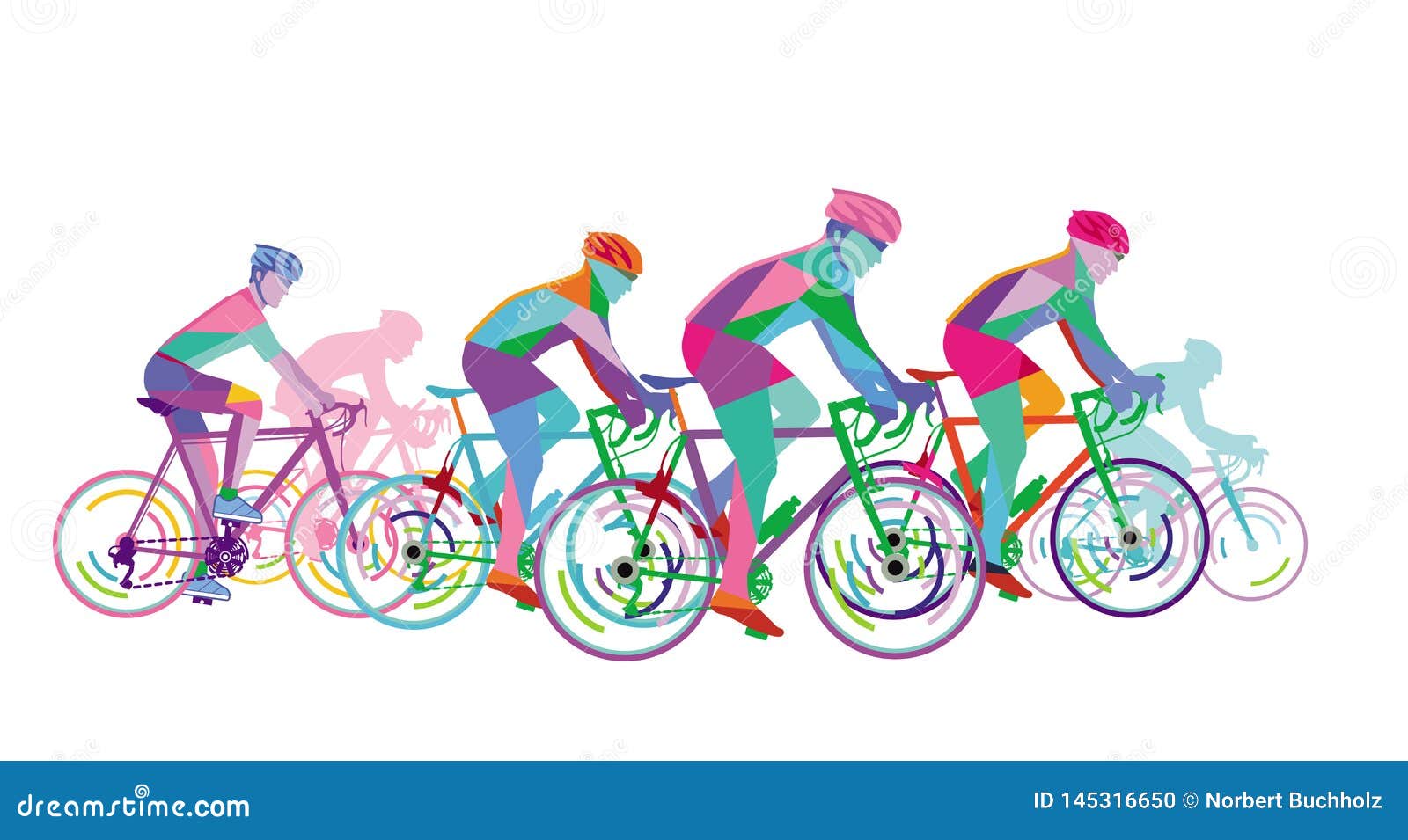 Group of road cyclists stock vector. Illustration of arts - 145316650