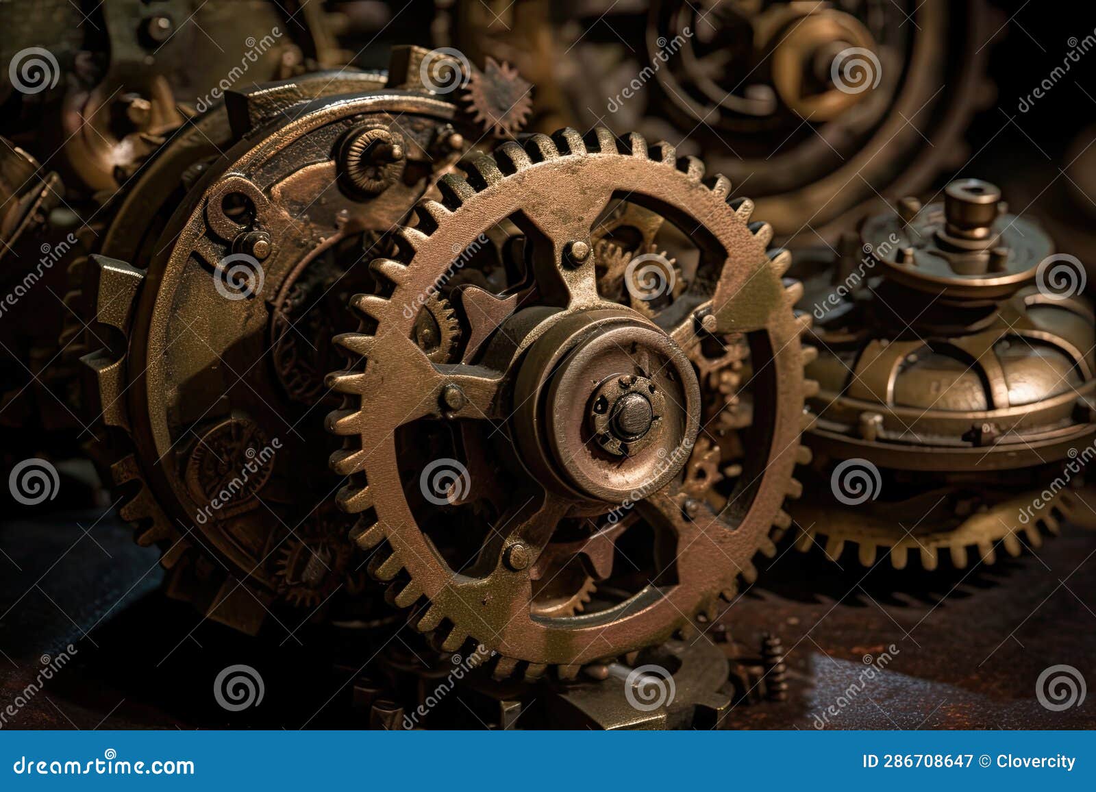 Illustration of a Group of Small Gears on a Table Stock Illustration ...