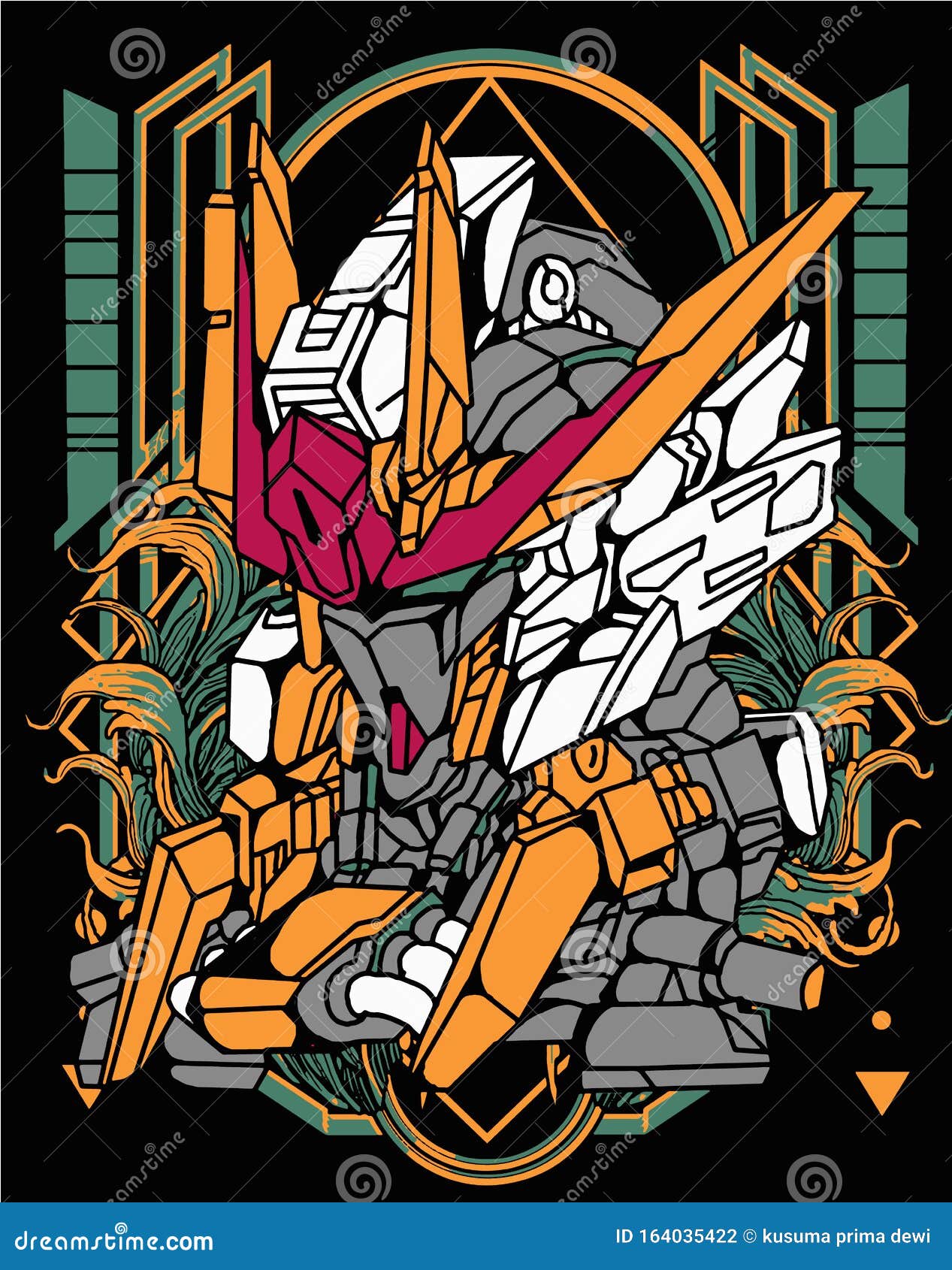 Gundam Robot Head Sacred Geometry Head For T-shirt And Sticker Design ...