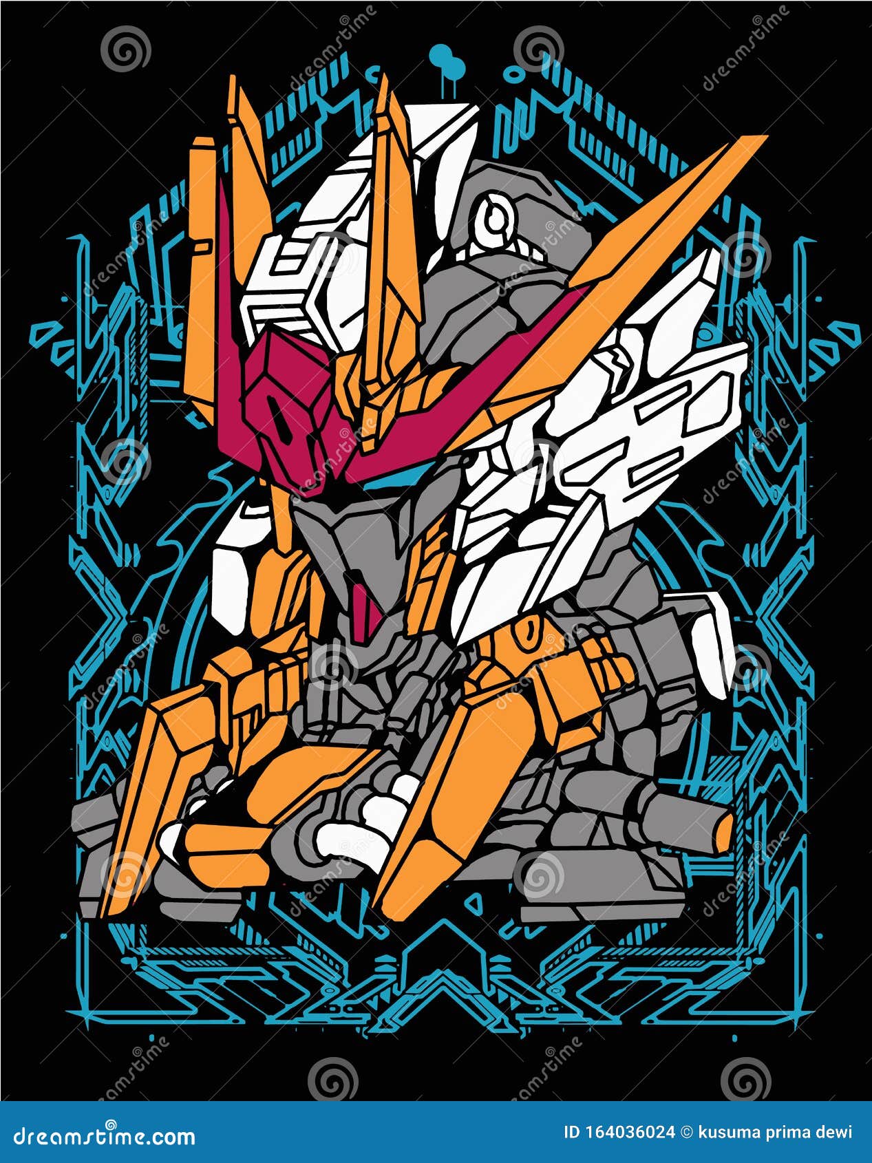 Illustration of Gundam Robot Sacred Geometry Stock Illustration ...