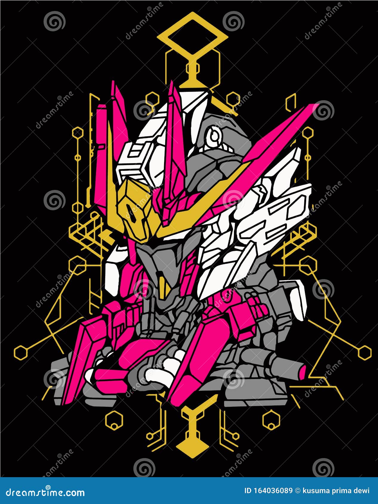 Gundam Robot Head Sacred Geometry Head For T-shirt And Sticker Design ...