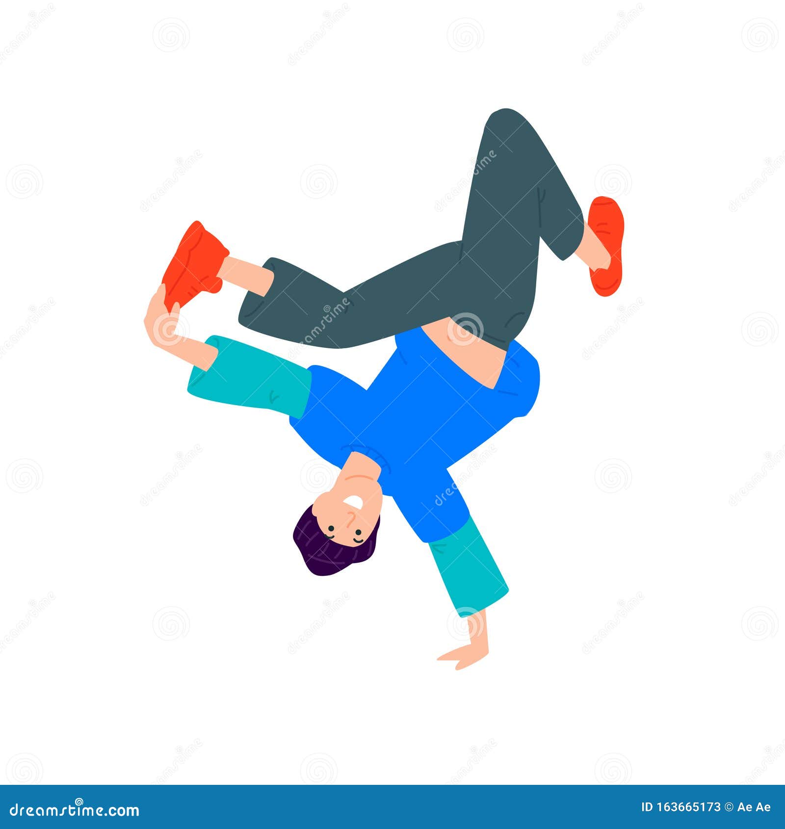 Illustration Of A Guy Dancing Upside Down. Vector. A Young Dancer Is ...