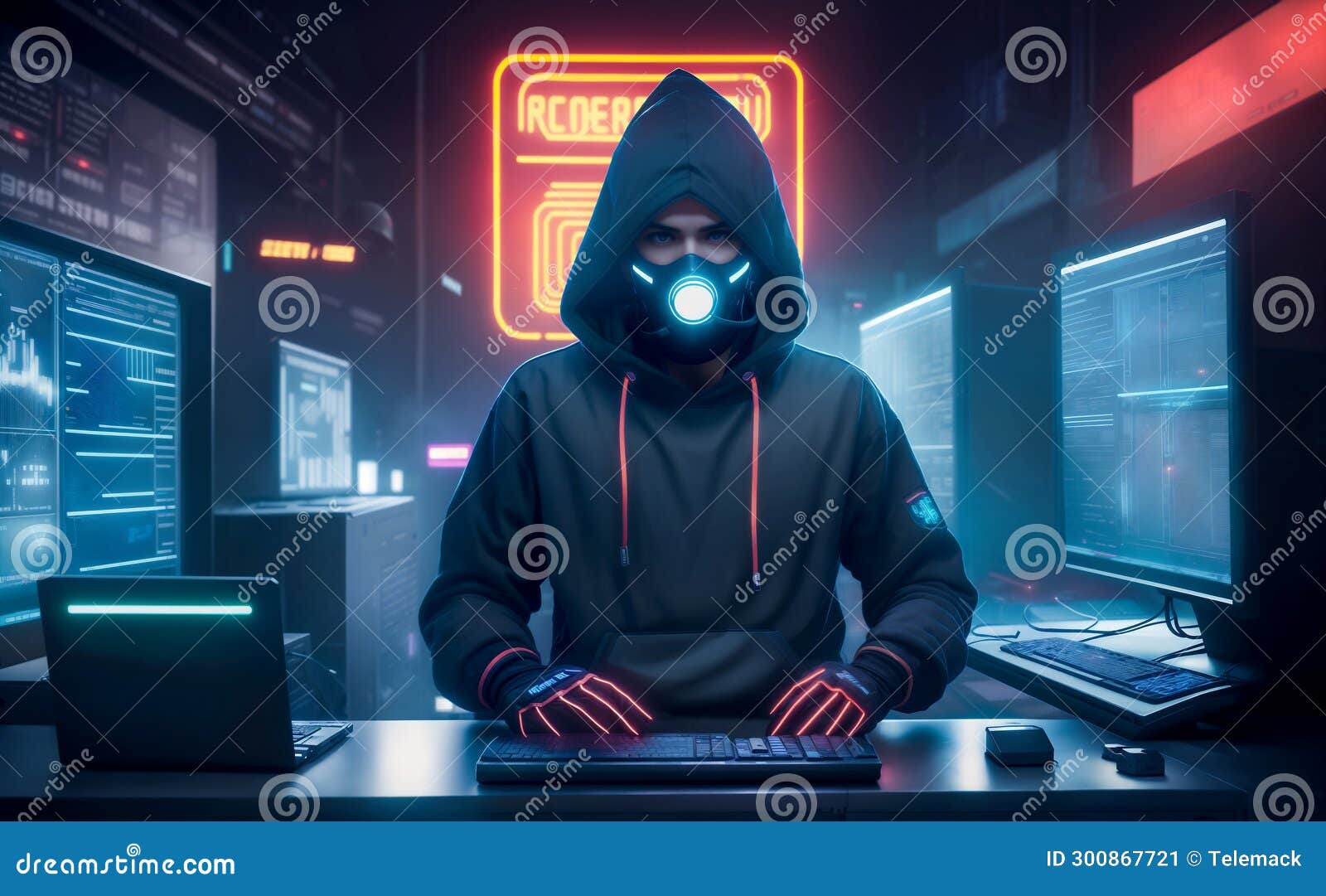 Illustration of a Hacker in Cyberspace Stock Image - Image of internet ...