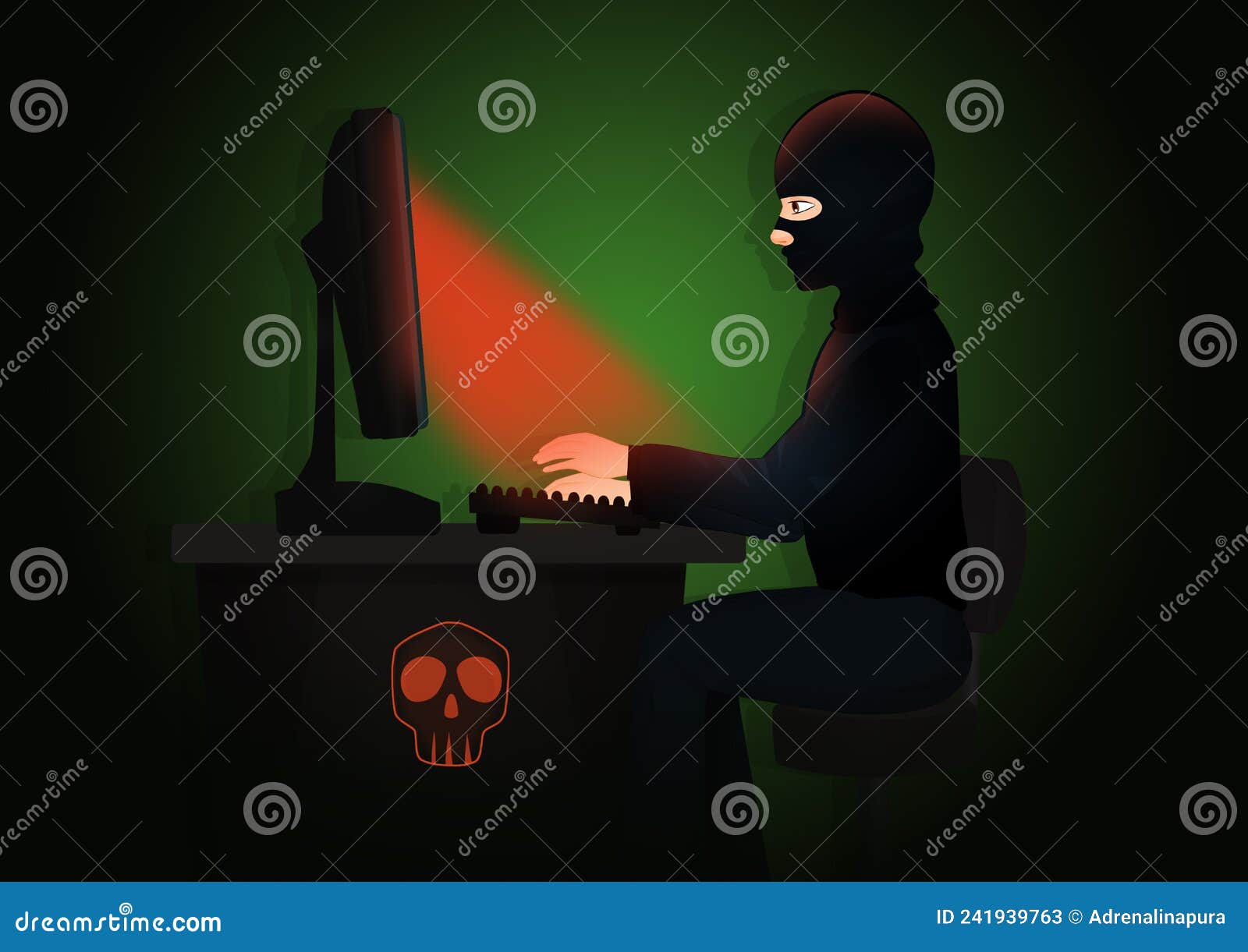 Illustration of Hacker Danger Alert Stock Illustration - Illustration ...