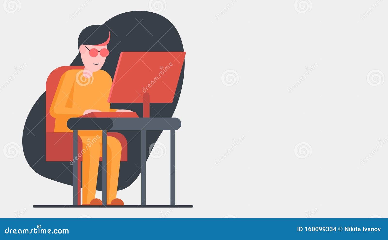 An Illustration of a Hacker is Sitting at the Computer with a ...