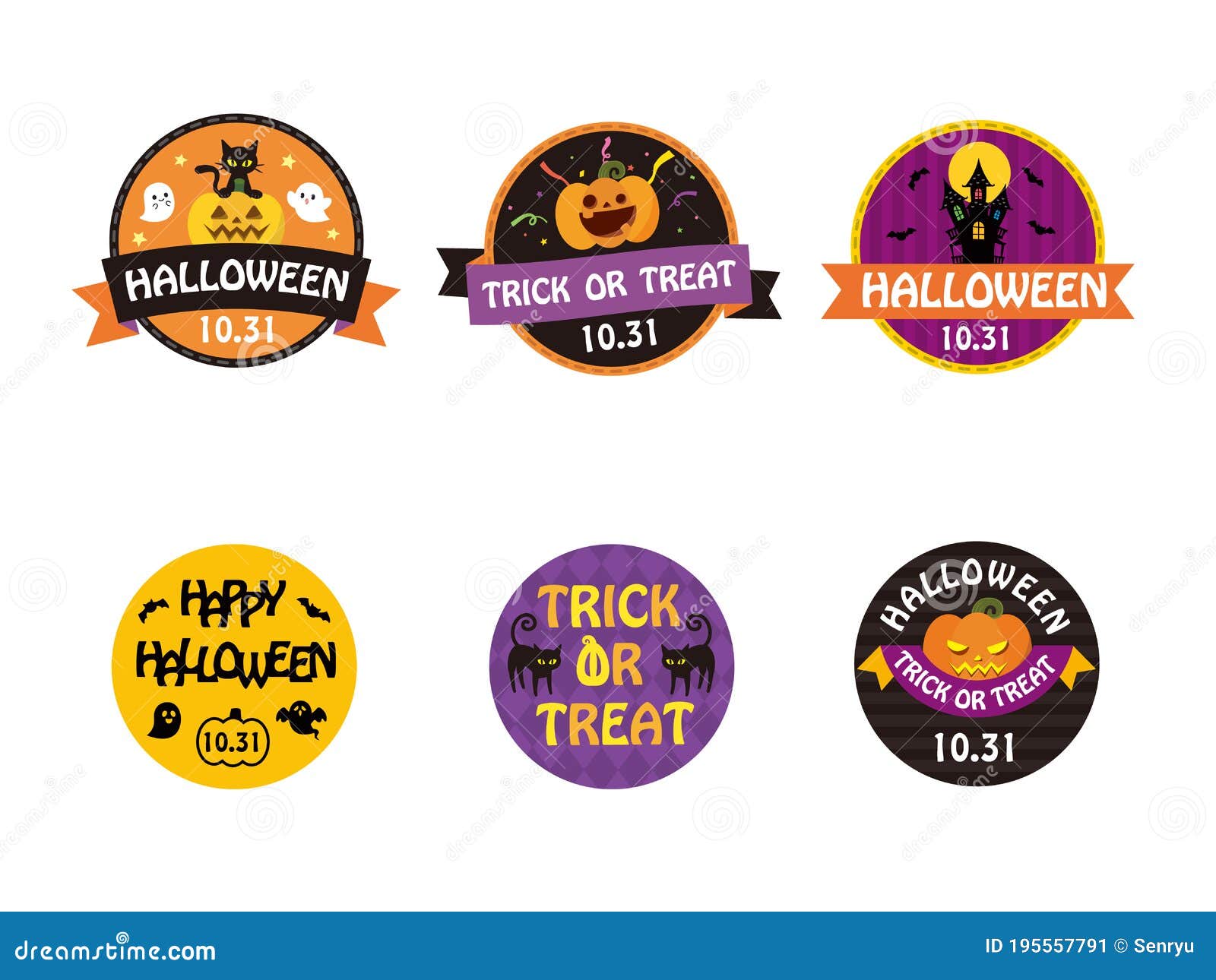 Halloween logo set stock vector. Illustration of lantern - 195557791