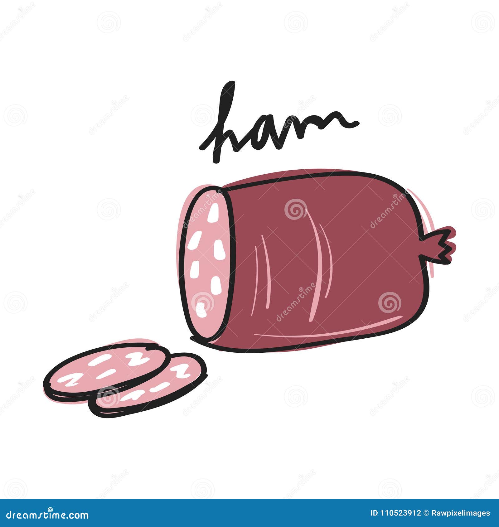 Illustration of Ham Sliced Isolated Stock Illustration - Illustration ...