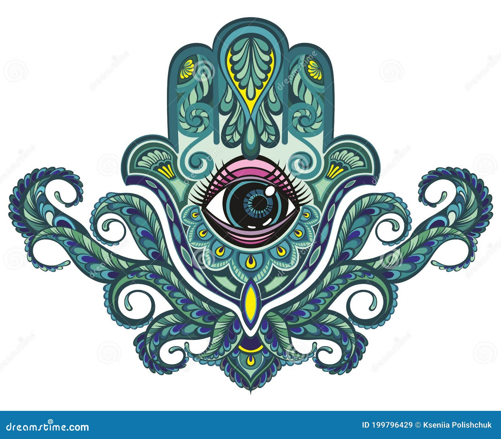 Hand of Fatima Religious Sign on White Stock Vector - Illustration of ...