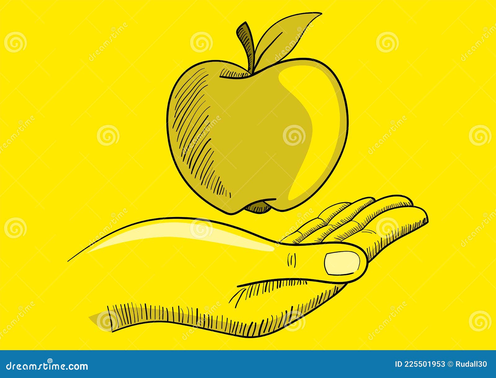 Illustration of a Hand with an Apple Stock Vector - Illustration of ...