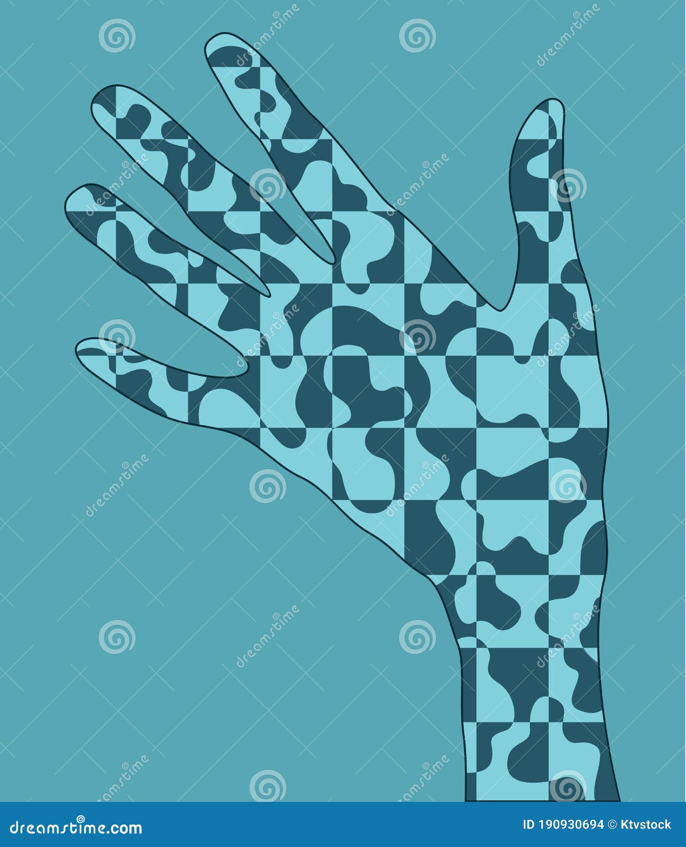 Illustration of Hand with Checkered Pattern Inside Stock Vector ...