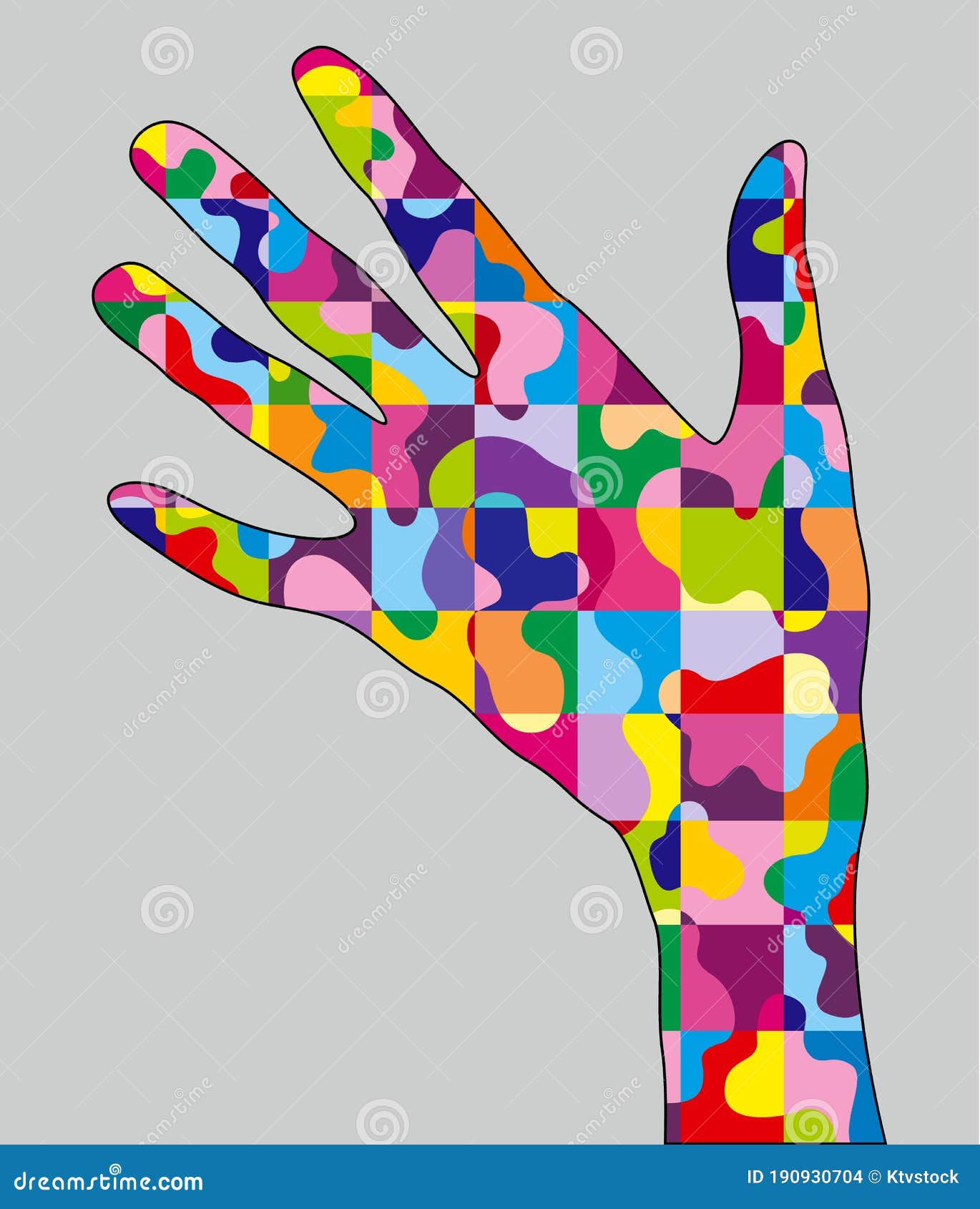 Illustration of Hand with Checkered Pattern Inside Stock Vector ...