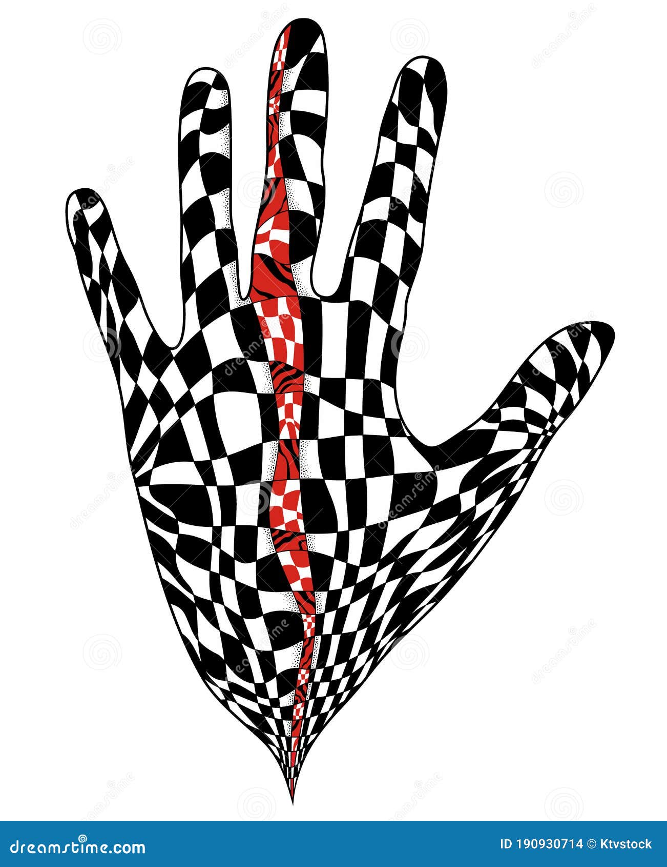 Illustration of Hand with Checkered Pattern Inside Stock Vector ...